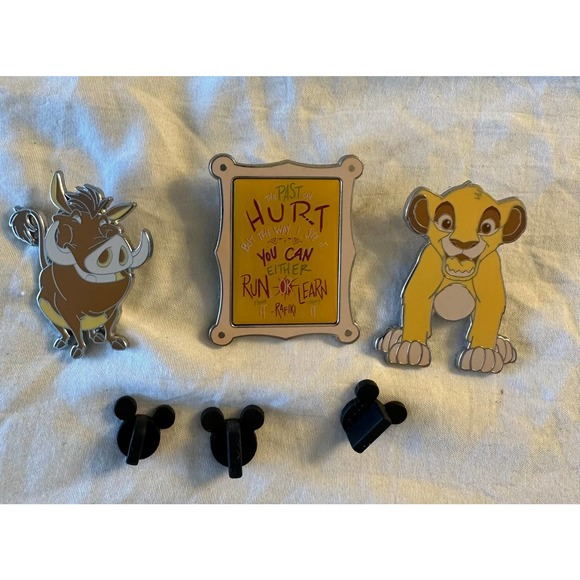 Disney | Jewelry | Disney Lion Kings 3 Piece Pin Set Simba Pumba And ...